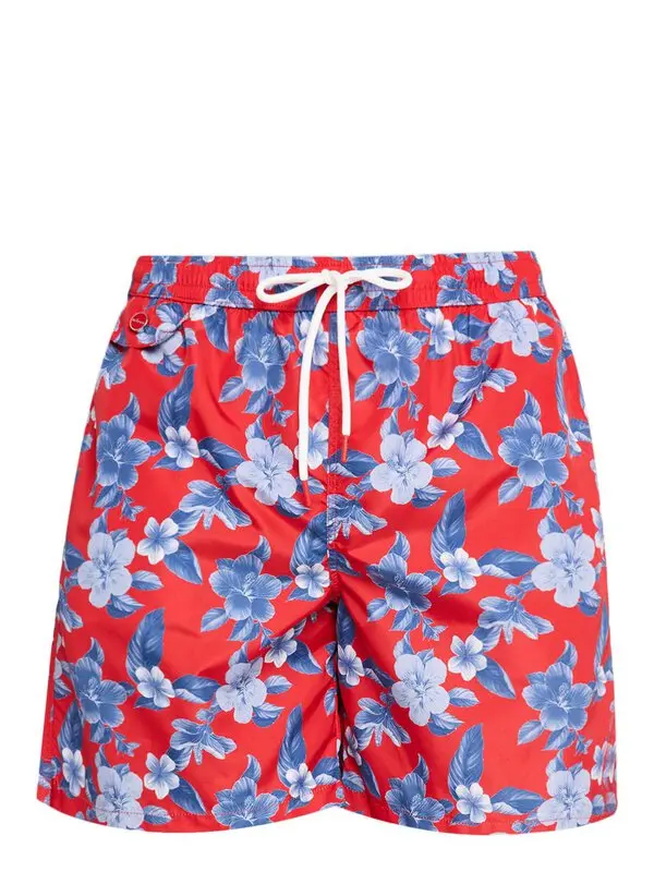 Kiton Floral Swim Trunks - Red