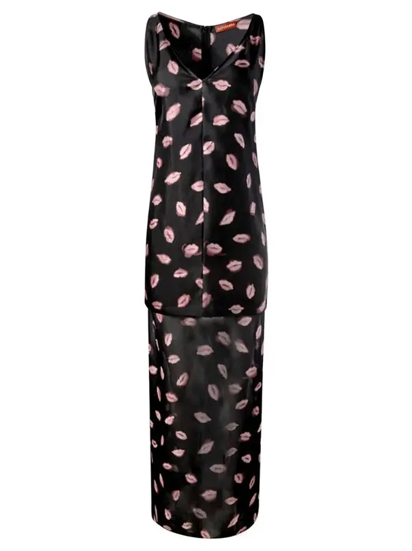Altuzarra Katrin Lip-print Maxi Dress - Black Kisses