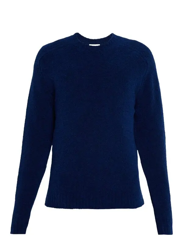 Neiman Marcus Wool-blend Boucle Crewneck Sweater - Blue