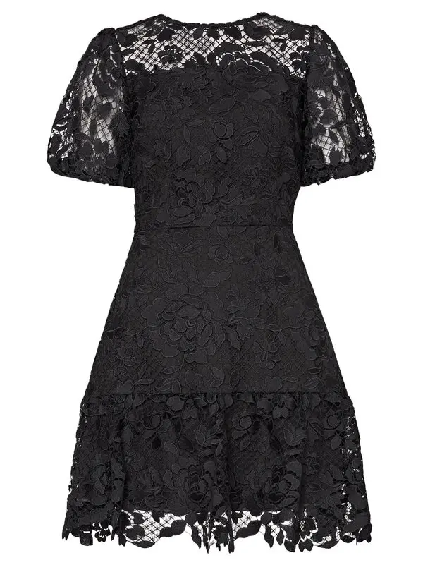 MILLY Yasmin Rose Mosaic Mini Dress - Black