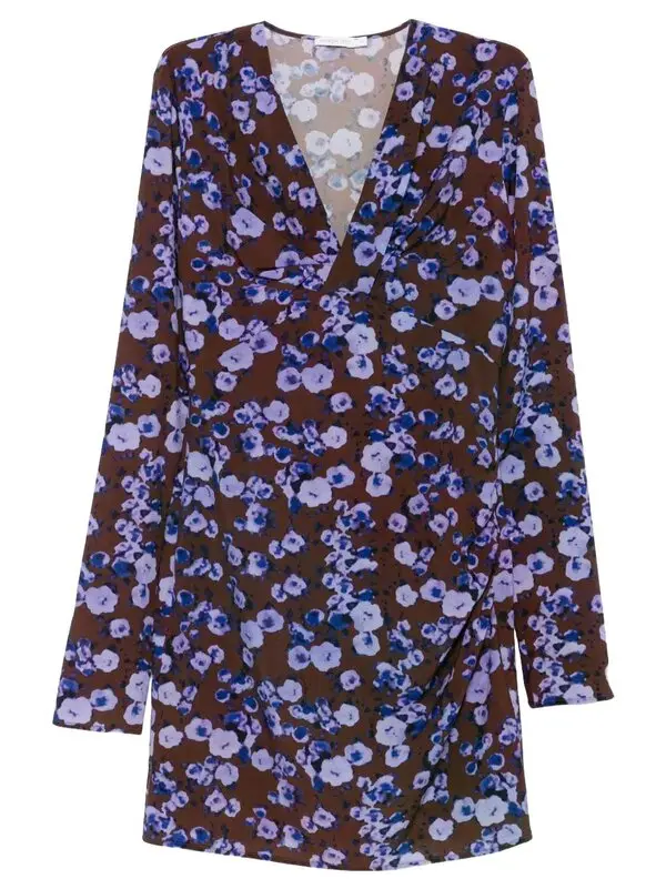 Patrizia Pepe Floral-print Mini Dress - Brown