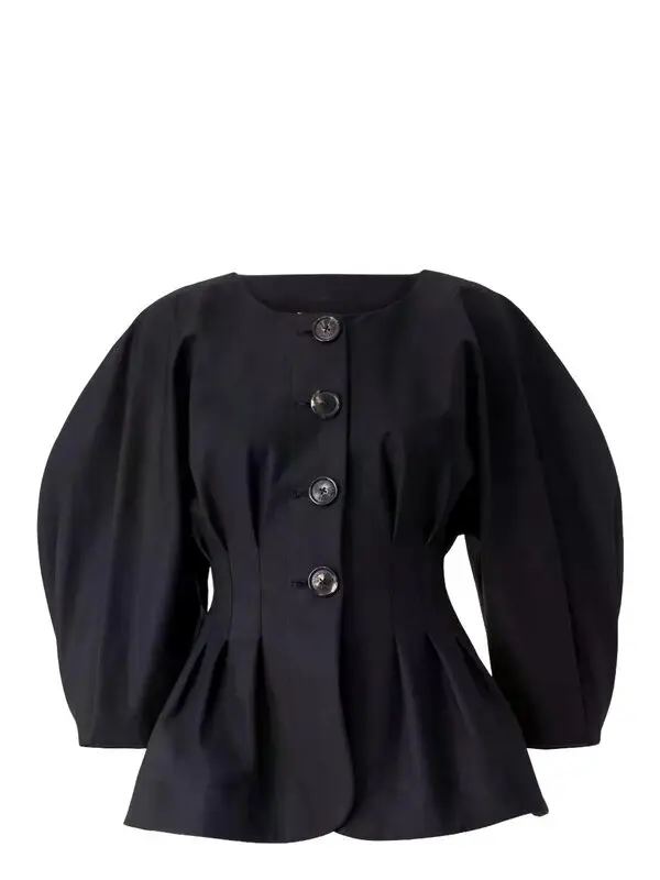 Carolina Herrera Puff-sleeve Pleated Jacket - Black
