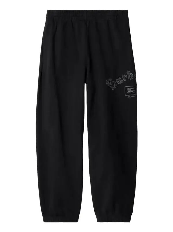 Burberry Equestrian Knight-embroidered Track Pants - Black