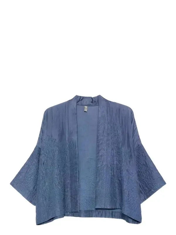 YAVI Textured Silk Jacket - Blue
