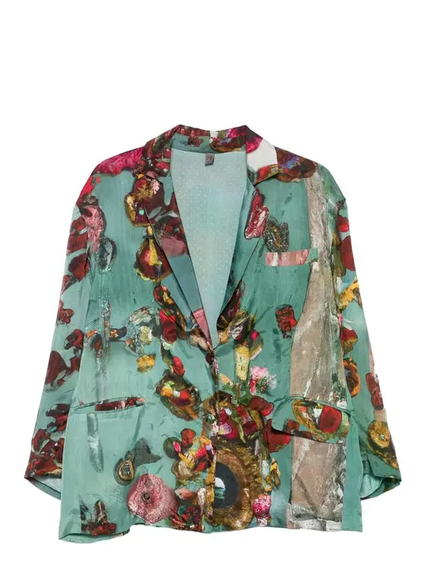 YAVI Floral-print Blazer - Blue