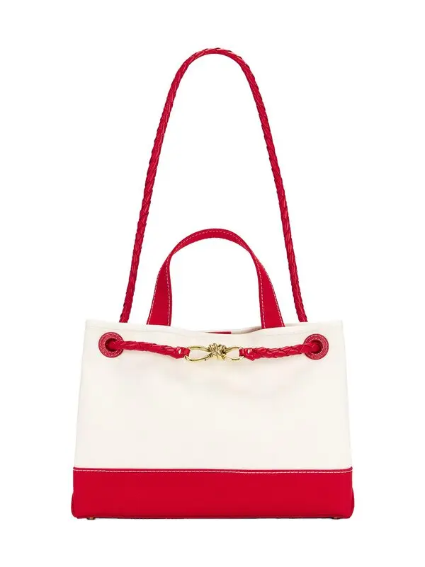 Bottega Veneta Andiamo Canvas Bag - White  Scarlet  Nail Polish  & Muse Bras