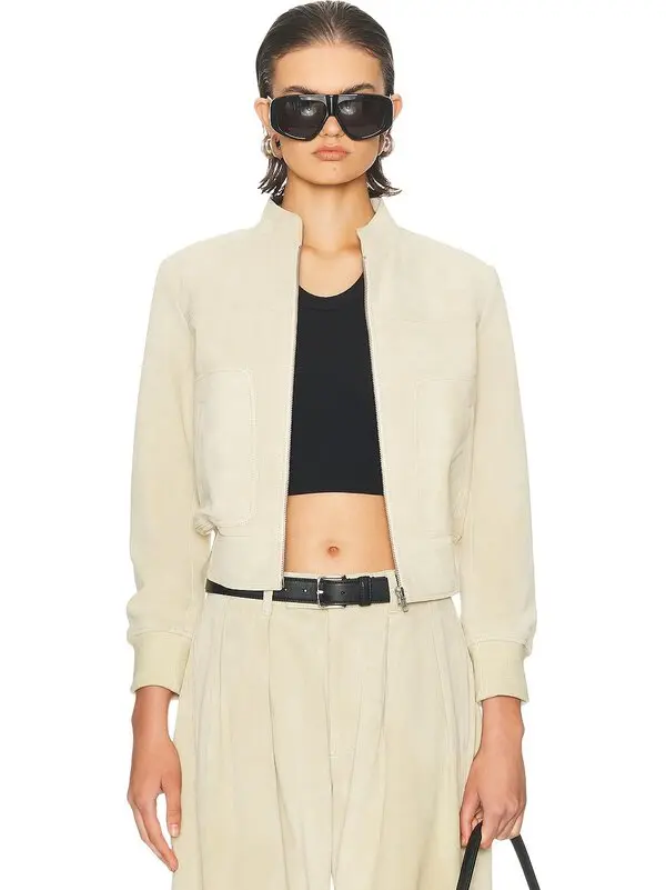 R13 Shrunken Leather Jacket - Stone