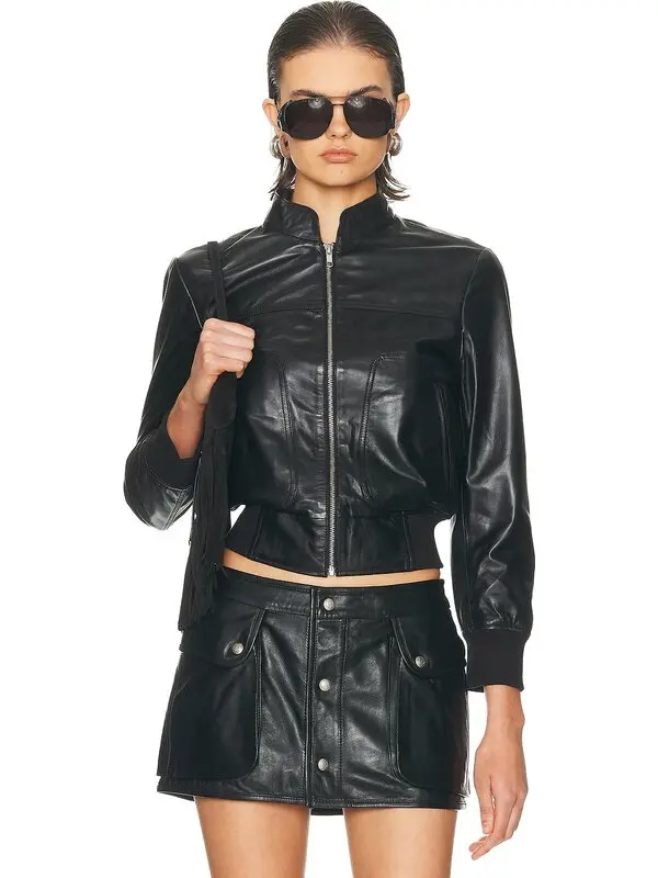 R13 Shrunken Leather Jacket - Black