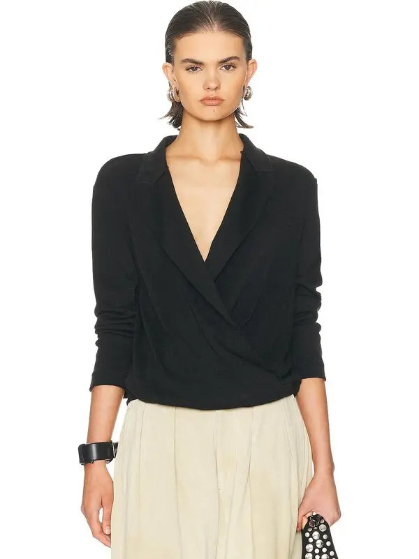 R13 Twisted Lapel Top - Black