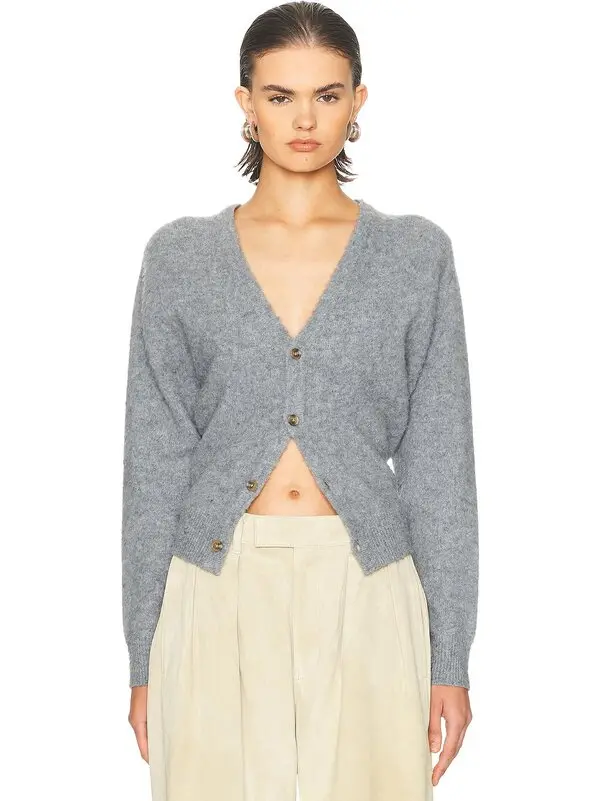 R13 Split Hem Cardigan - Light Heather Grey