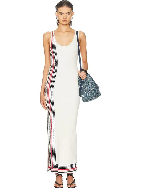 Rabanne Sleeveless Long Dress - Red & Navy Stripes