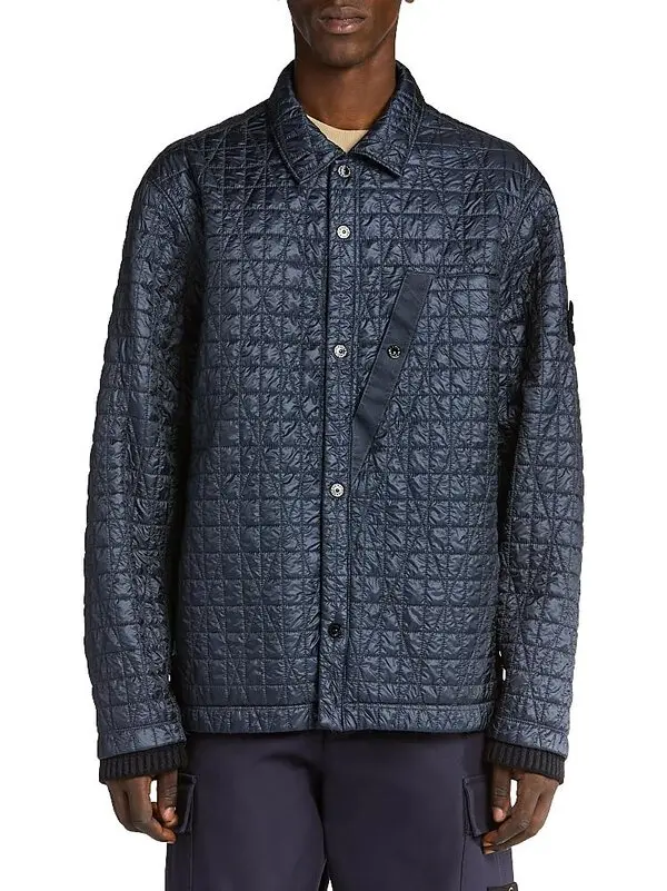 Stone Island Coated Quilted Jacket - Dark Blue