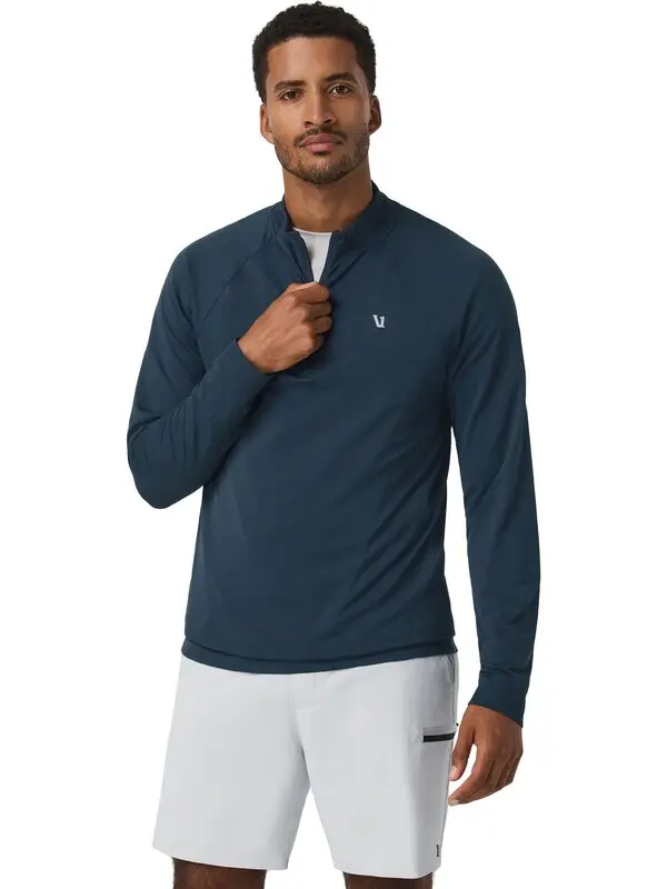 Vuori Clearview Seamless Quarter Zip - Ocean Blue
