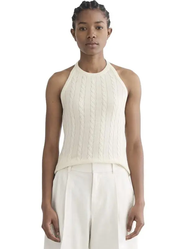 Everlane Cotton Cashmere Cable Halter Sweater - Birch