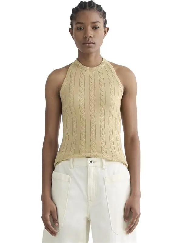 Everlane Cotton Cashmere Cable Halter Sweater - Classic Khaki