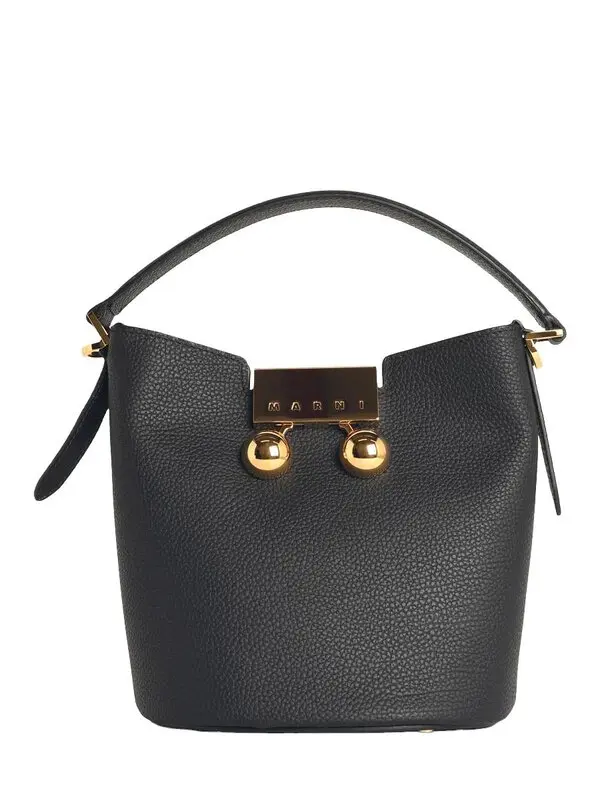 Marni Trunkaroo Leather Bucket Bag - Black