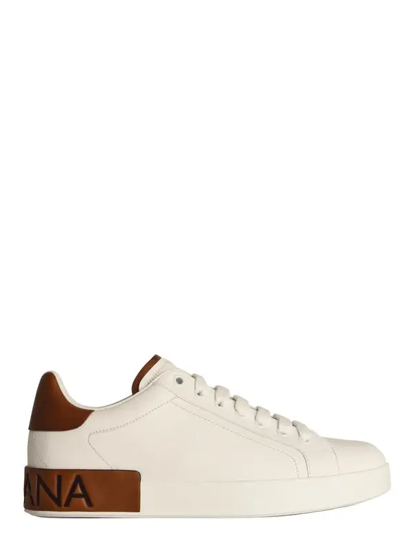 Dolce & Gabbana Portofino Leather Sneakers - White