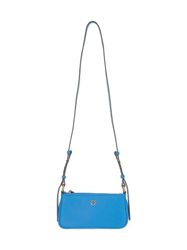 Pinko Mini Half Moon Baguette Leather Bag - Clear Blue