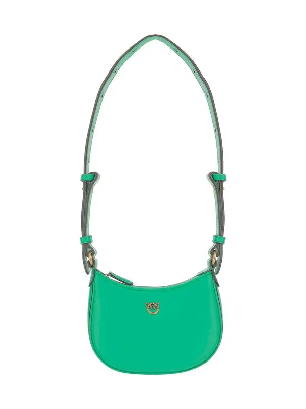 Pinko Baby Half Moon Leather Shoulder Bag - Green
