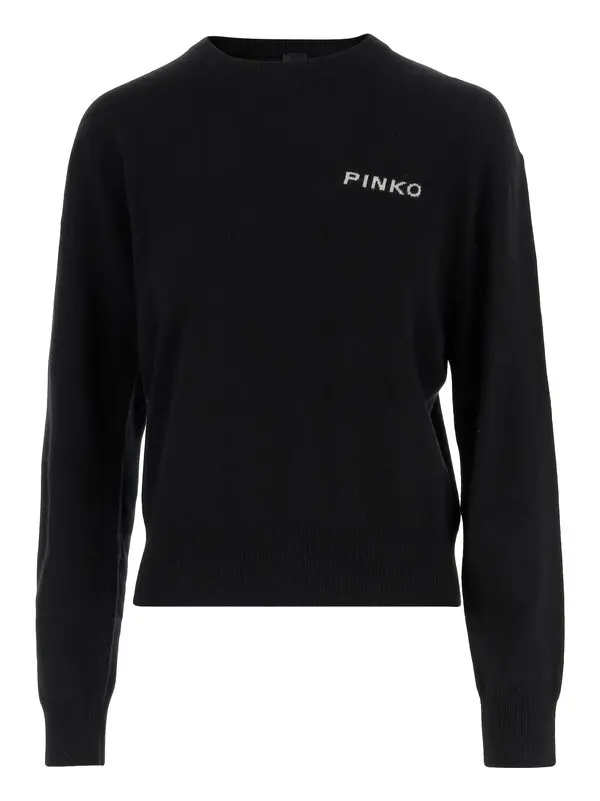 Pinko Wool And Cashmere Logo Sweater - Black
