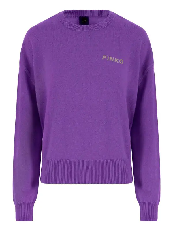 Pinko Wool And Cashmere Logo Sweater - Purple
