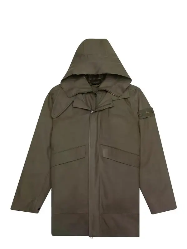 Stone Island Hooded Cotton Jacket - Green