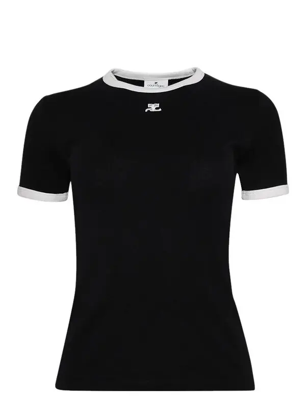 COURREGES Signature Contrast Tee - Black
