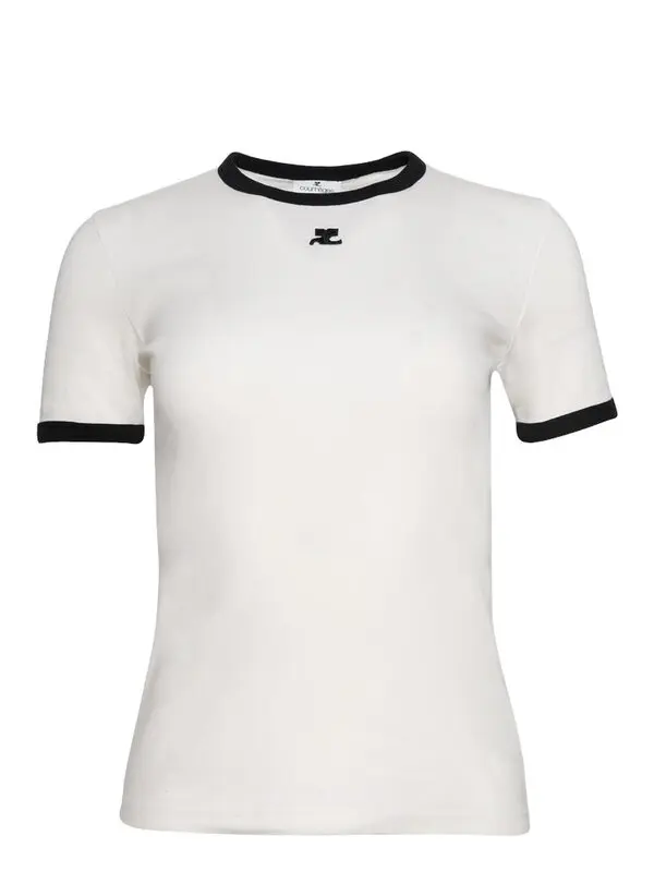 COURREGES Signature Contrast Tee - White