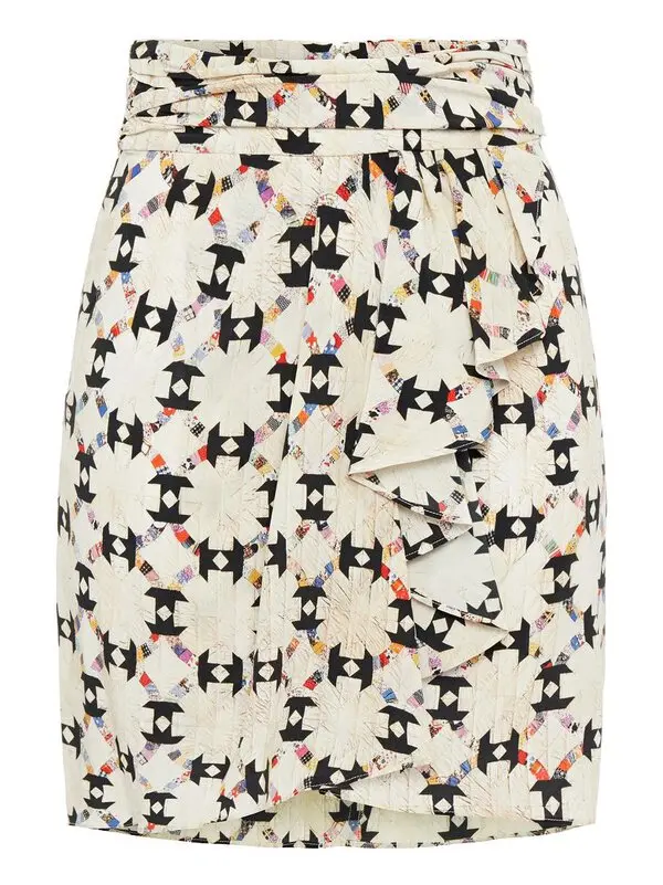 Isabel Marant Printed Silk-blend Mini Skirt - Ecru