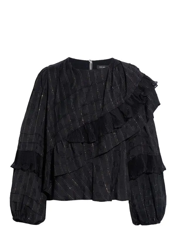 Isabel Marant Pleated Metallic Jacquard Top - Black