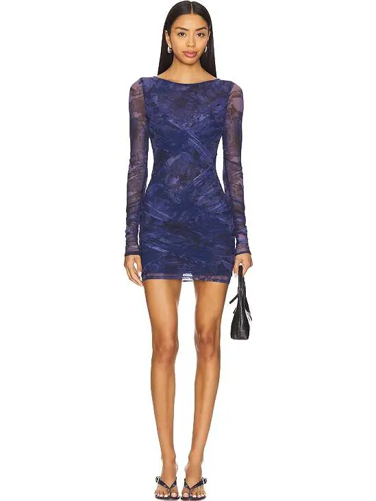 Free People Katana Mini Dress - Deep Ocean Combo