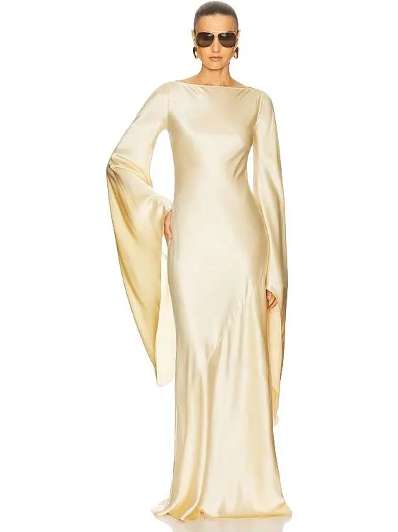 HELSA The Rosalind Silk Charmeuse Dress - Golden Peach