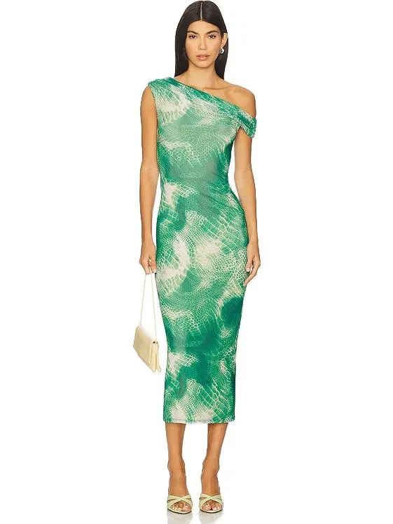 AFRM Holden Dress - Green Snake