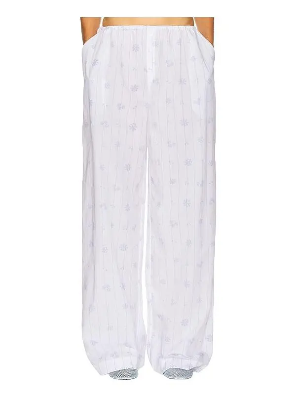HELSA House Pants In Fleur Print Stripe - Blue Fleur Stripe