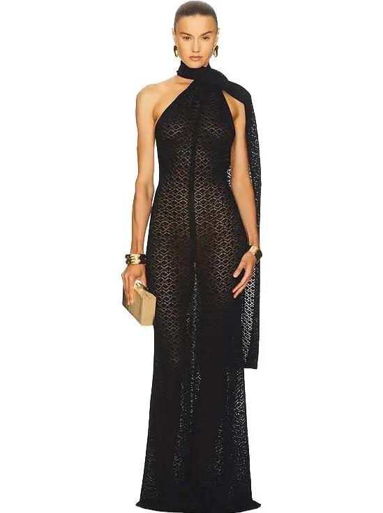 HELSA Robbyn Wrap Gown - Black