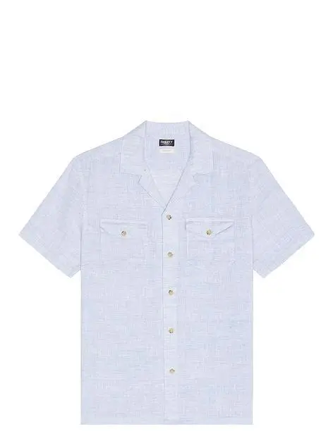 Faherty Brand Reserve Basque Camp Shirt In Baby Blue - Light Blue Melange