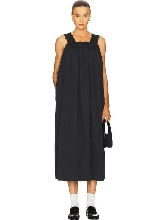 HELSA Midi Dress With Lace In Tech Poplin - Black