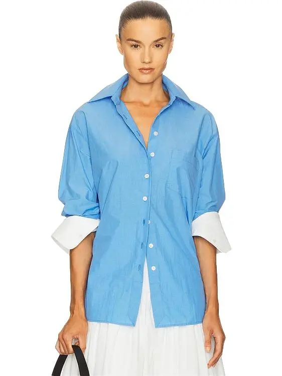 HELSA Classic Oversized Shirt In Tech Poplin - Classic Blue