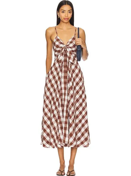 Free People Via Midi Dress - Brown Combo Everly