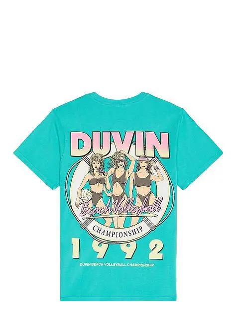 DUVIN DESIGN Beach Volley Tee In Teal - Marine