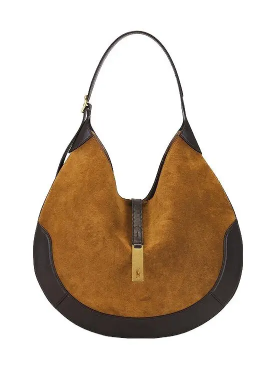 Polo Ralph Lauren Suede & Leather Shoulder Bag - Maple & Tobacco