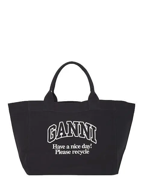 GANNI Shopper Xxl Contrasted Logo Bag - Phantom