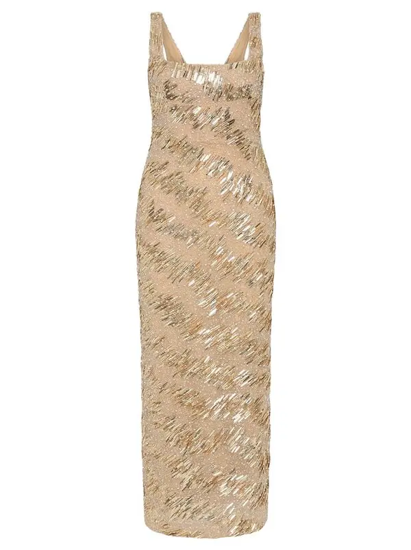 Rachel Gilbert Marcel Embellished Sleeveless Column Gown - Ylwslv