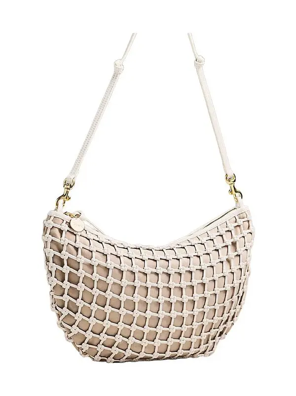 Clare V. Lune Knot Woven Shoulder Bag - White