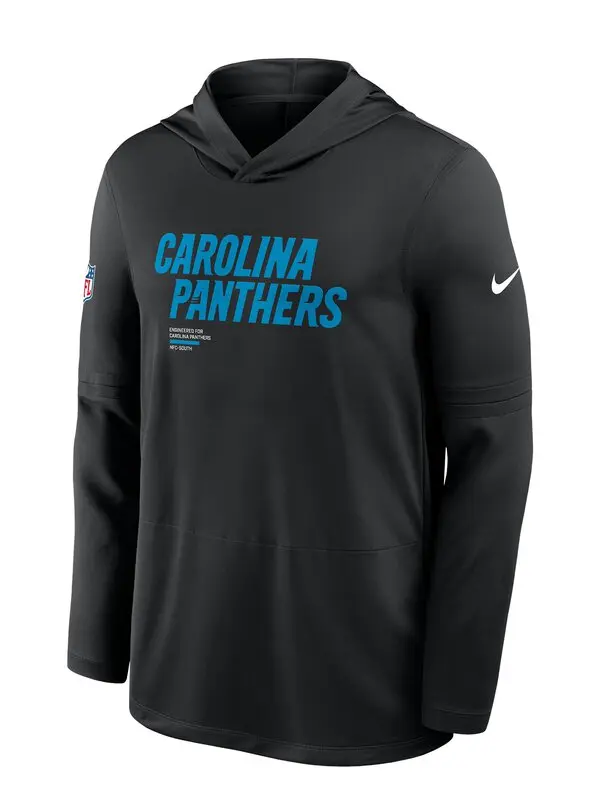 Nike Carolina Panthers Pure Fury Sideline Dri-fit Nfl Long-sleeve Hooded Top - Black