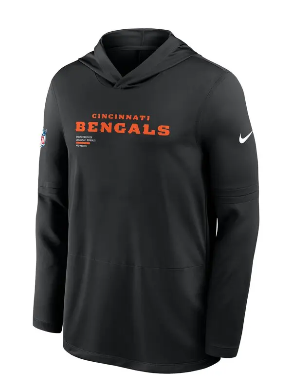 Nike Cincinnati Bengals Pure Fury Sideline Dri-fit Nfl Long-sleeve Hooded Top - Black