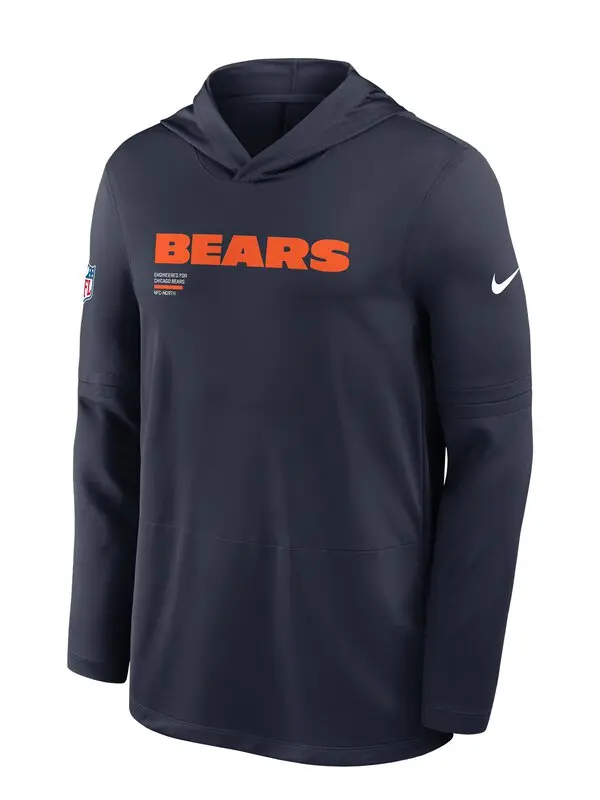 Nike Chicago Bears Pure Fury Sideline Dri-fit Nfl Long-sleeve Hooded Top - Blue