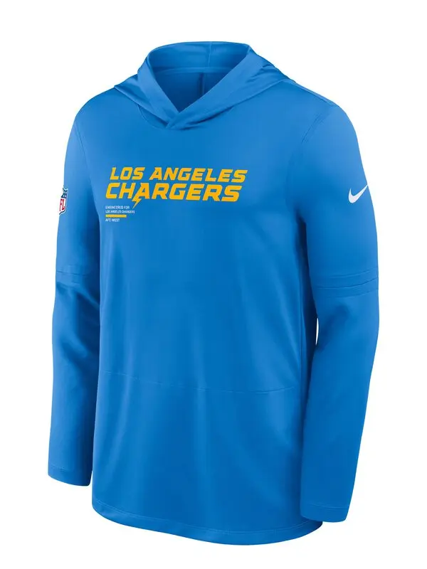 Nike Los Angeles Chargers Pure Fury Sideline Dri-fit Nfl Long-sleeve Hooded Top - Blue