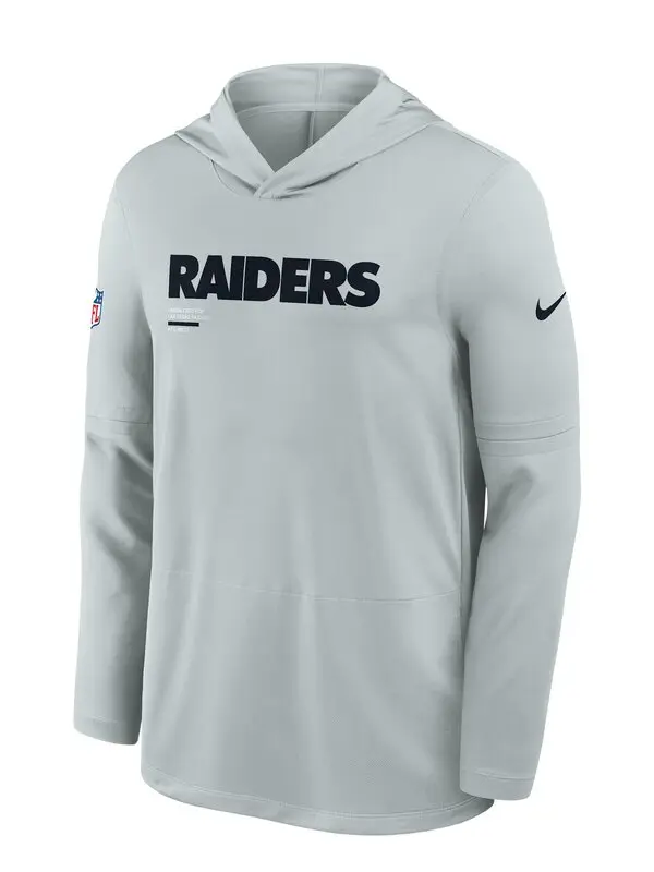Nike Las Vegas Raiders Pure Fury Sideline Dri-fit Nfl Long-sleeve Hooded Top - Grey