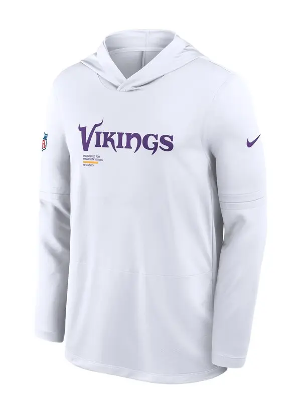 Nike Minnesota Vikings Pure Fury Sideline Dri-fit Nfl Long-sleeve Hooded Top - White